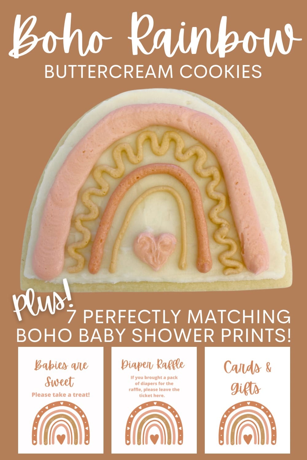 Easy & Cute Boho Rainbow Baby Shower Cookies