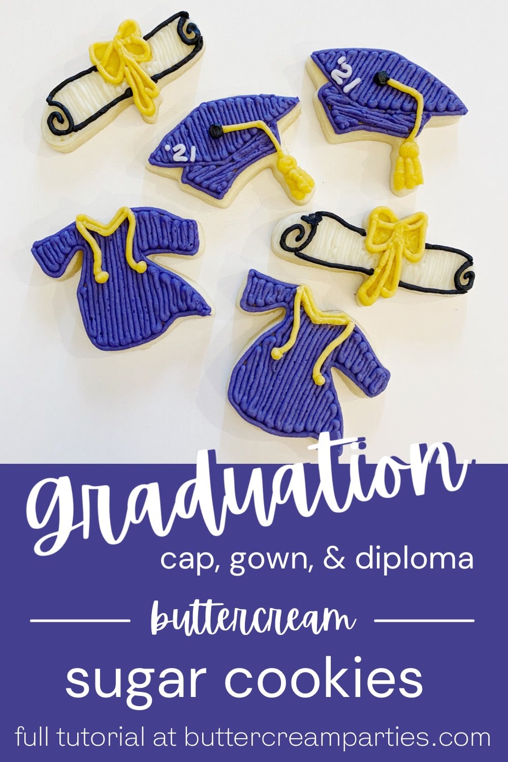 How to Decorate Mini Graduation Sugar Cookies | Buttercream Parties