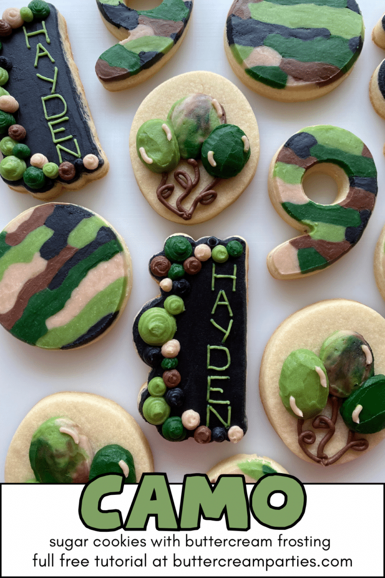 Camo Buttercream - How to Easily Decorate Camo Cookies with Buttercream