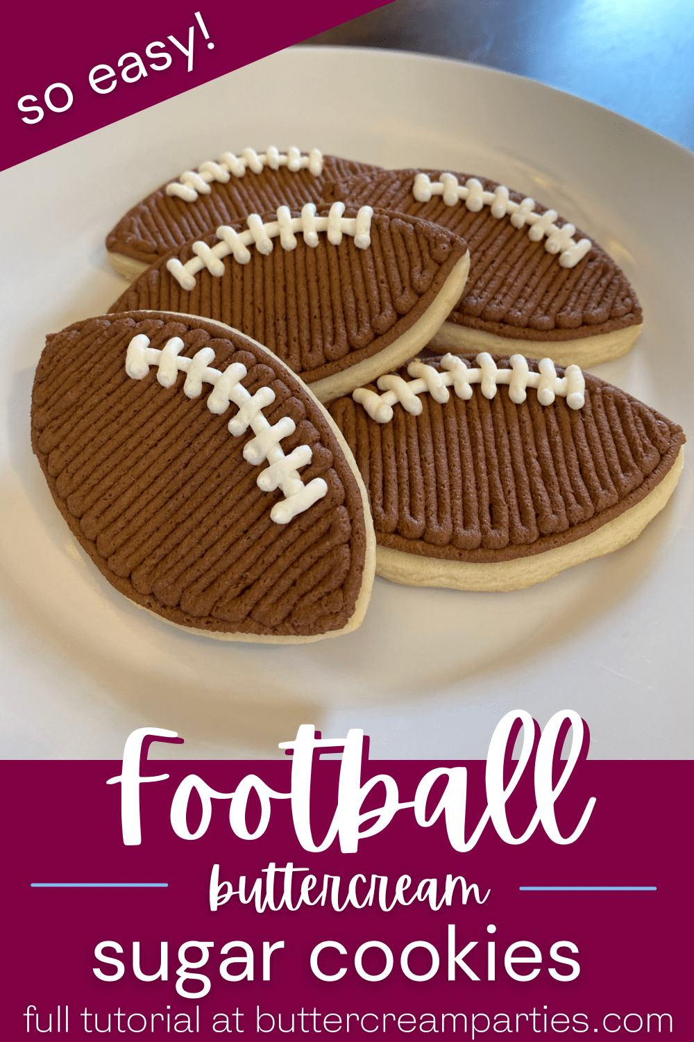 How to Frost Football Sugar Cookies with Buttercream Frosting