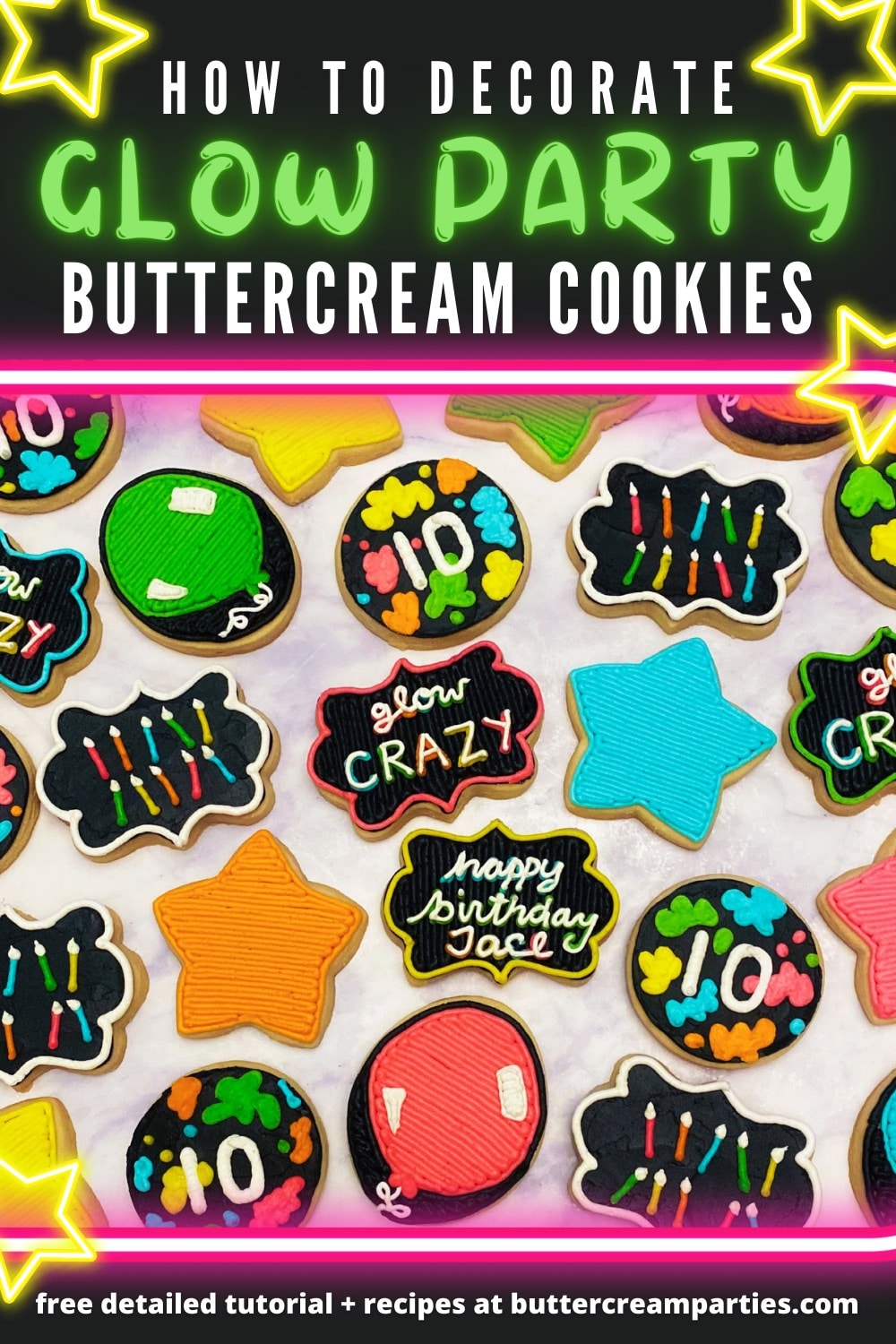 How to Make Fun Glow Party Cookies with Buttercream Icing