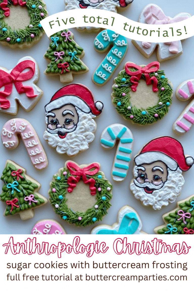 Anthropologie Inspired Vintage Santa Sugar Cookies - Cookie Decorating ...