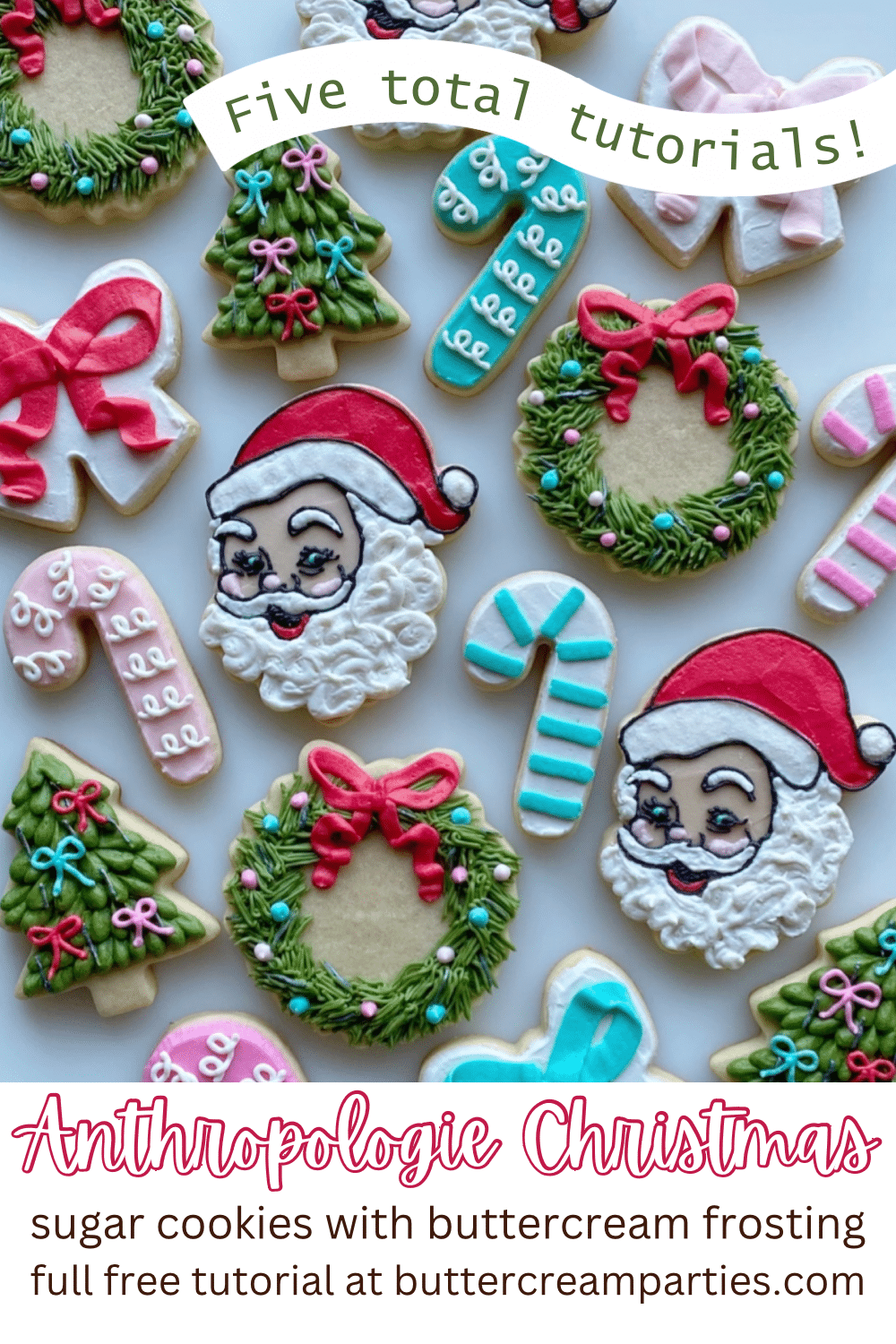 Anthropologie Inspired Vintage Santa Sugar Cookies - Cookie Decorating ...